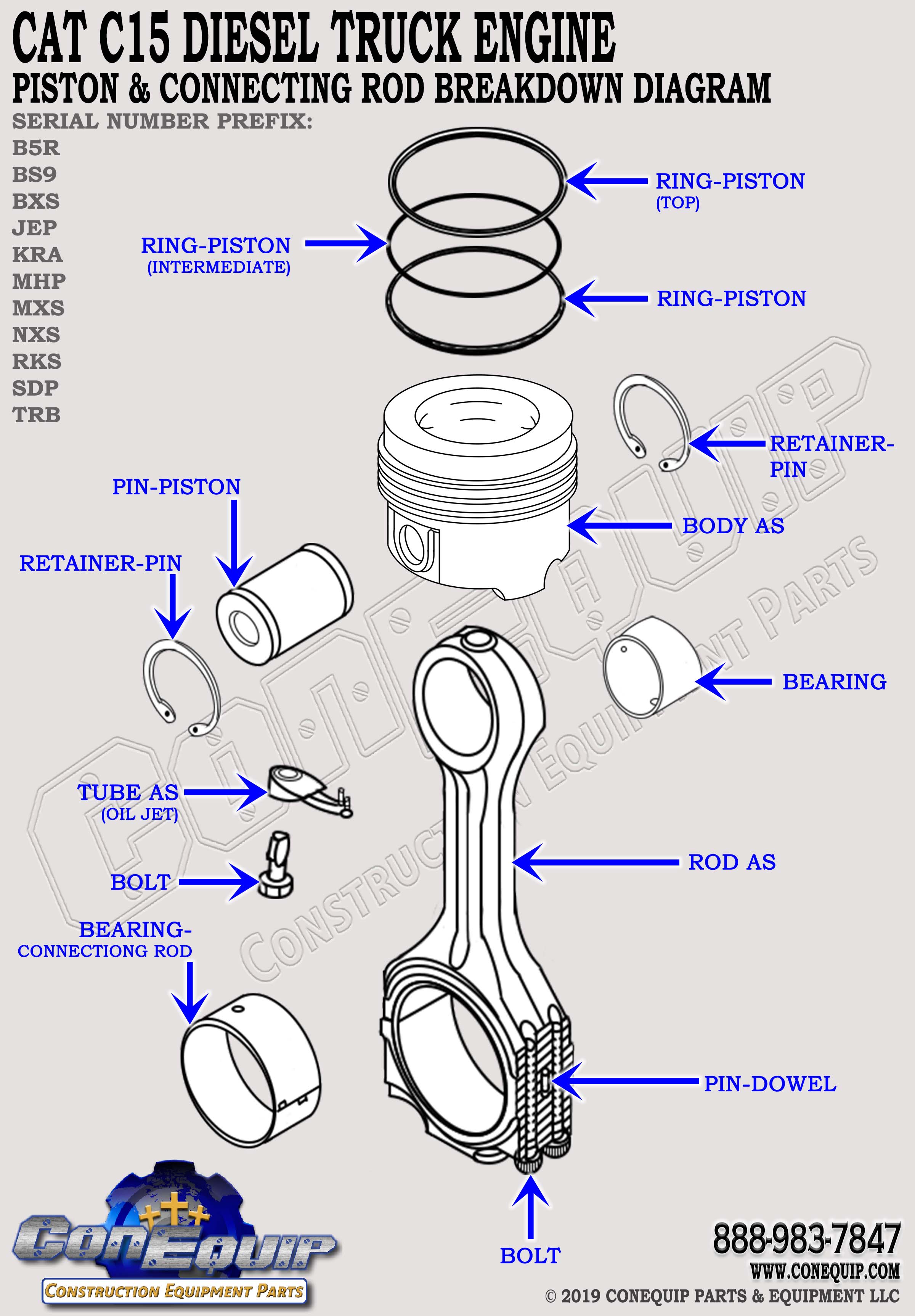 CAT C15 On-Highway Diesel Engine Connecting Rod Parts Diagram ...